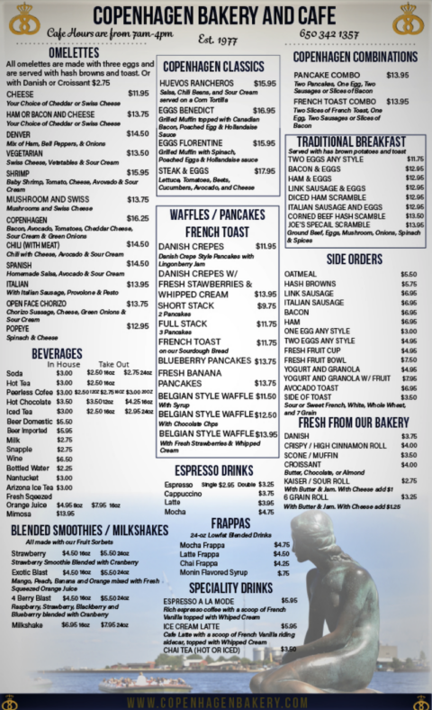 Café Menus | Copenhagen Bakery & Cafe