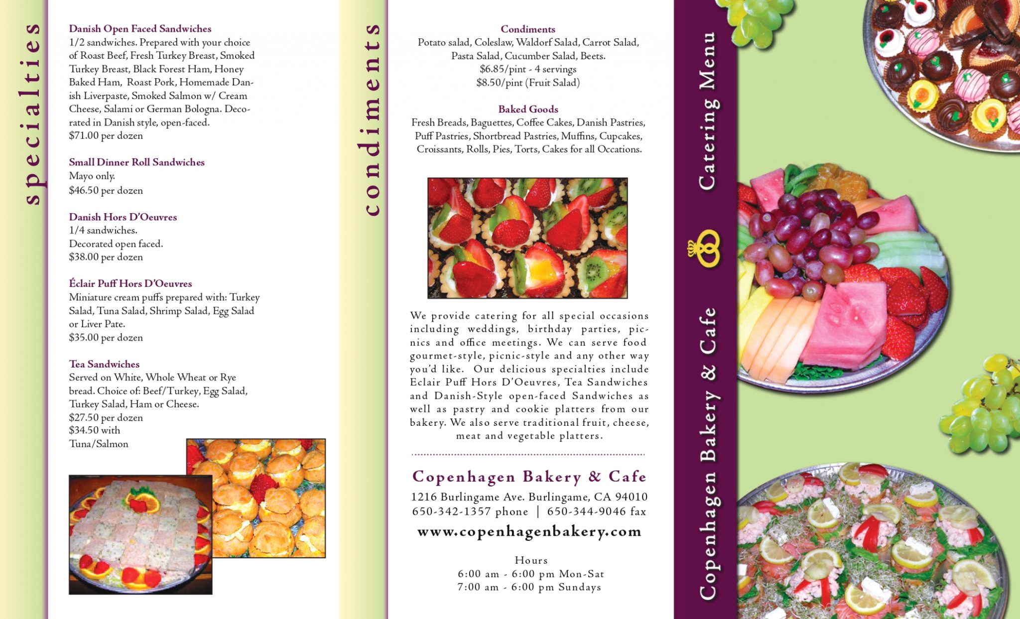 Catering Menu - Copenhagen Bakery & Cafe