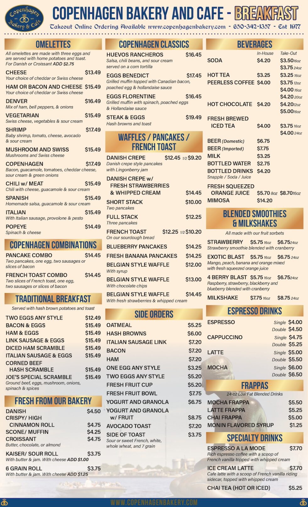 Café Menus | Copenhagen Bakery & Cafe