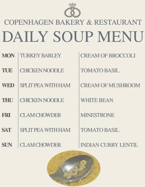 Café Menus | Copenhagen Bakery & Cafe